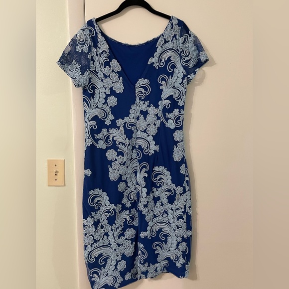 JS Collections | Dresses | Js Collections Blue Soutache Cocktail Dress ...